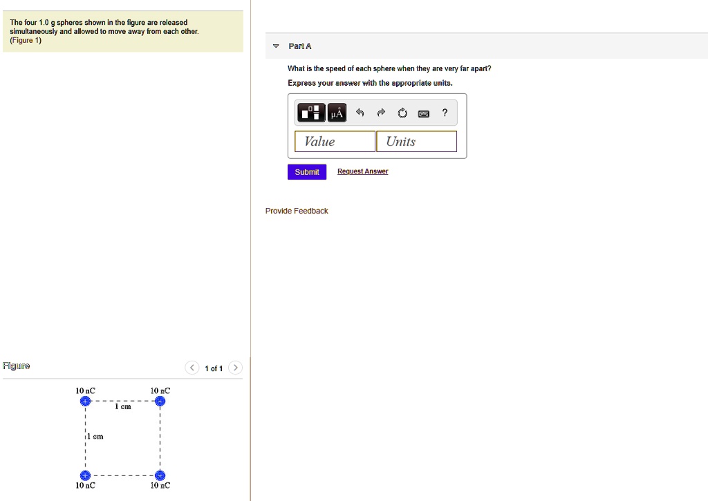 The four 1.0 g spheres shown in the figure are released simultaneously and allowed to move away ...