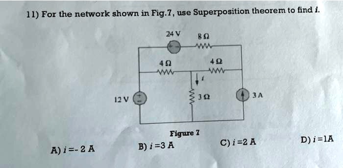 11 for the network shown in fig7use superposition theorem to find i 24v ...