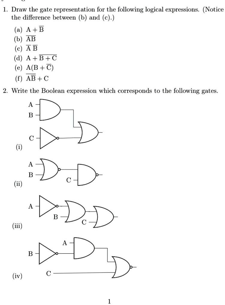 SOLVED: Draw the gate representation for the following logical ...