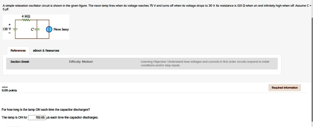 SOLVED: A simple relaxation oscillator circuit is shown in the given ...