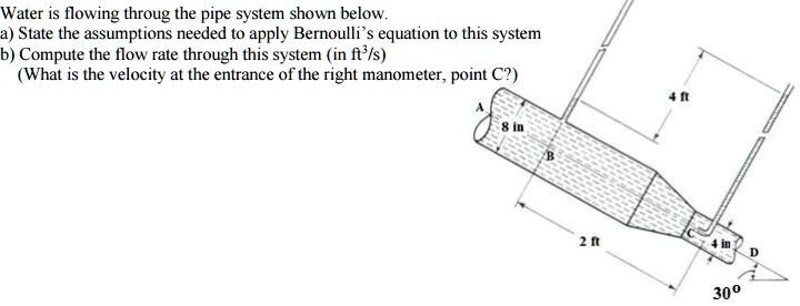 water is flowing throug the pipe system shown below a state the ...
