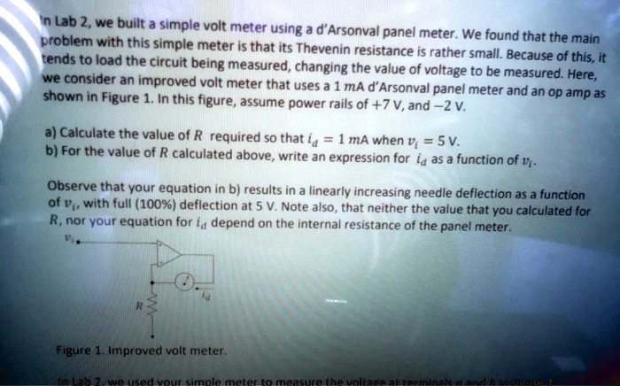 SOLVED: In Lab 2, we built a simple voltmeter using a d'Arsonval panel meter. We found that the ...