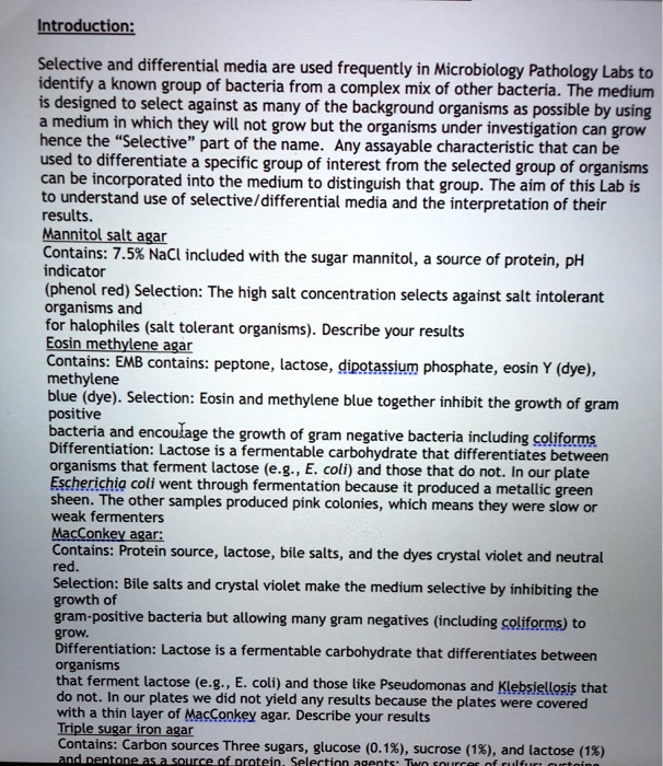 introduction selective and differential media are used frequently in ...