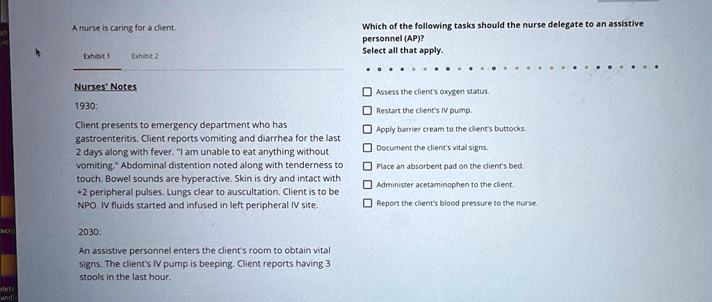 a nurse is caring for a client exhibit 1 exhibit 2 nurses notes 1930 ...