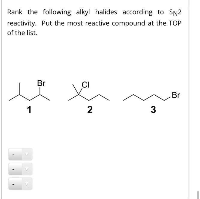 Solved Rank The Following Alkyl Halides According To Sn2 Reactivity