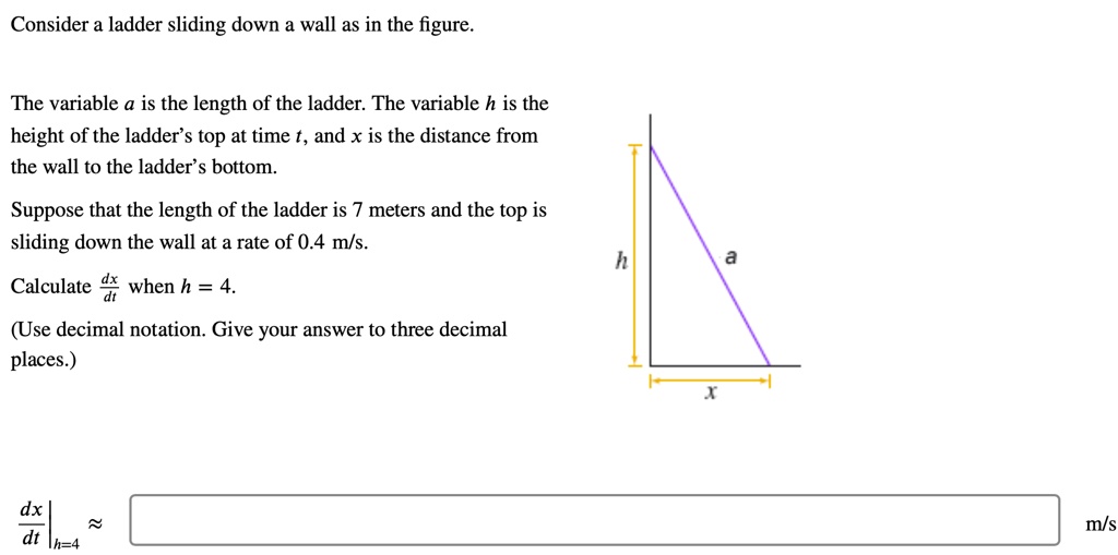 Consider a ladder sliding down a wall as in the figure. The variable a ...