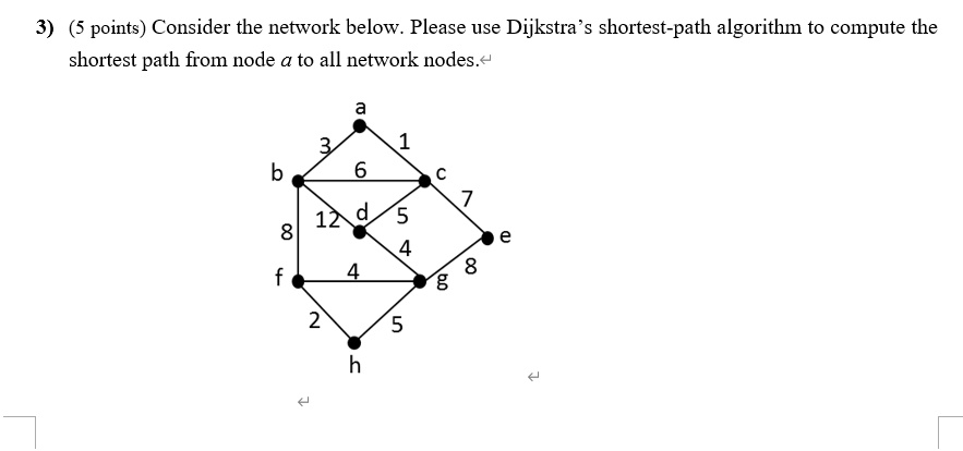 Solved 3 Points Consider The Network Below Please Use Dijkstra Shortest Path Algorithm To