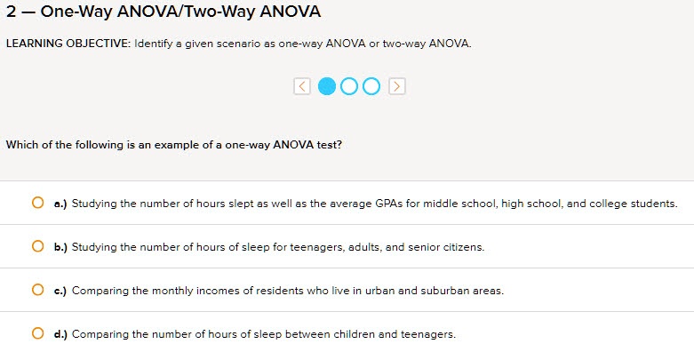 SOLVED: 2 One-Way ANOVA/Two-Way ANOVA LEARNING OBJECTIVE: Identify ...