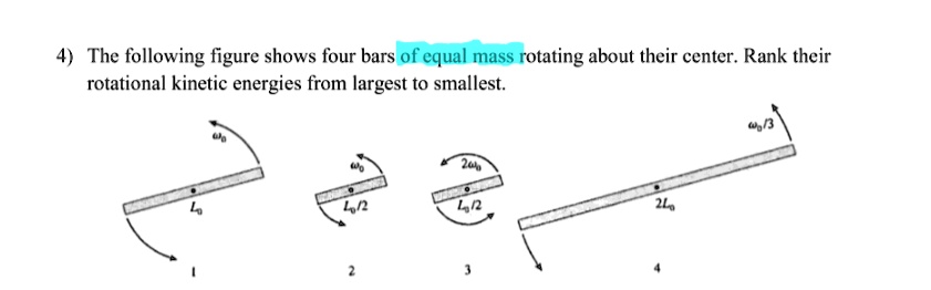 4) The following figure shows four bars of equal mass rotating about ...