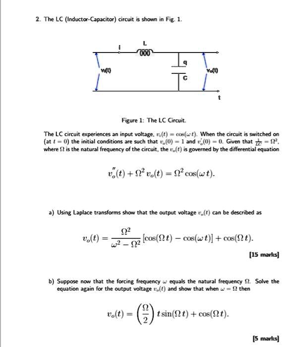 SOLVED: 2.The LCInductor-Capacitorcircuit is shown in Fig.1 1 Figure 1:The LCCircuit The LC ...