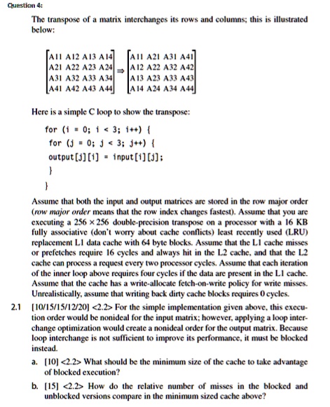 question 4 the transpose of a matrix interchanges its rows and columns ...