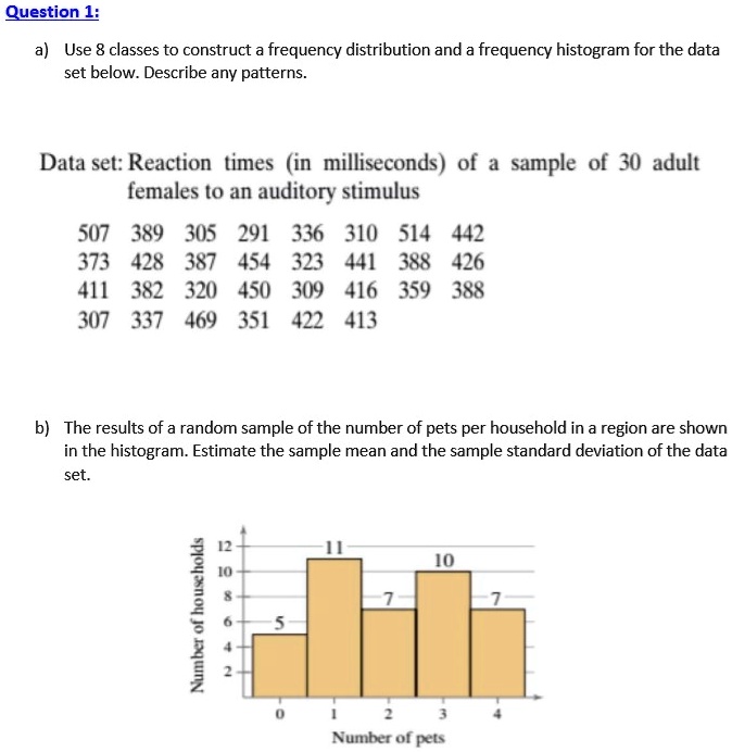 SOLVED: Question Zi Use 8 classes to construct frequency distribution and frequency histogram ...