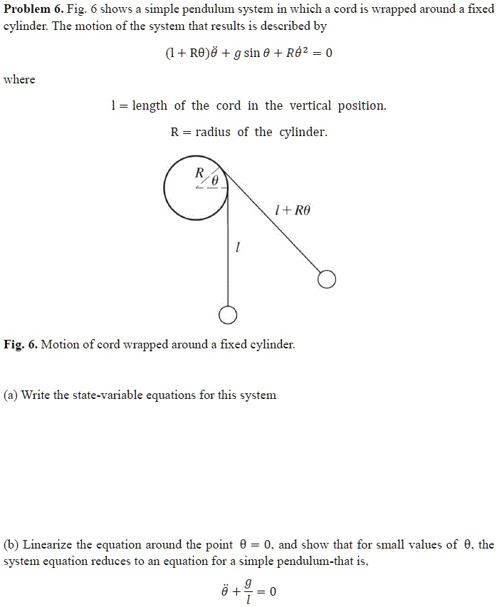 Problem 6. Fig. 6 shows a simple pendulum system in which a cord is wrapped around a fixed ...