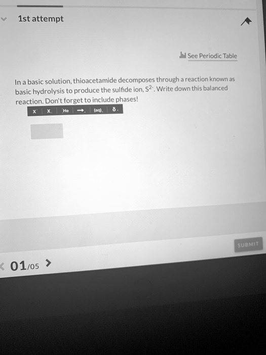 SOLVED: JN Sec Periodic Table In a basic solution, thioacetamide ...