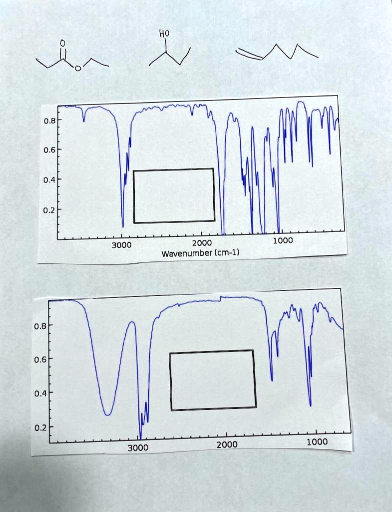 draw the right compound in the box and label the major peaks that ...