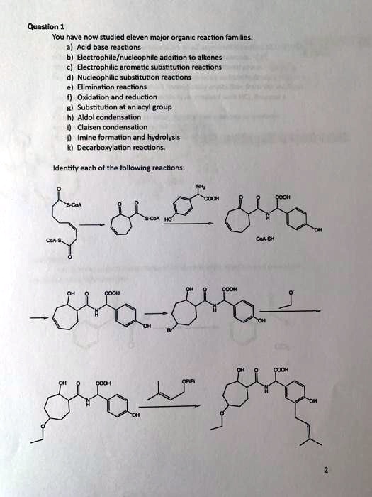 SOLVED: You have now studied eleven major organic reaction families. Acid base reductions ...