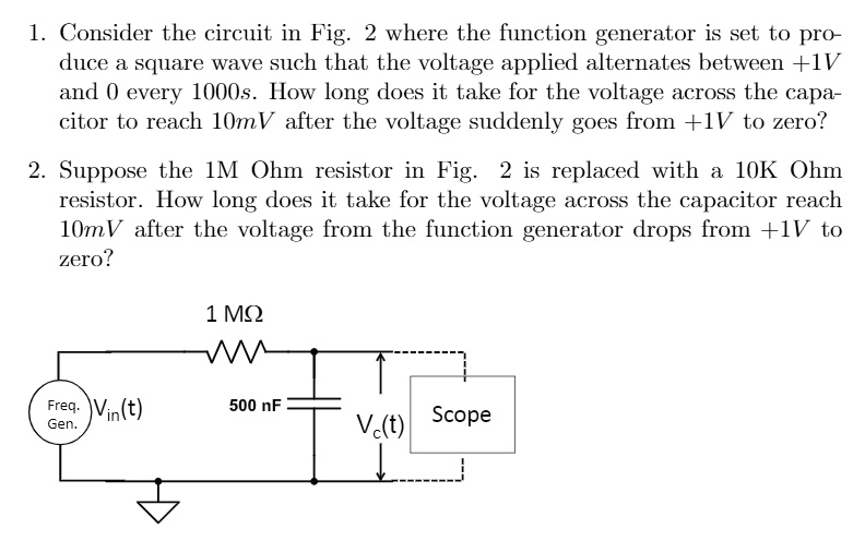 1. Consider the circuit in Fig. 2 where the function generator is set to produce a square wave ...