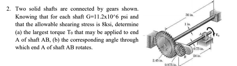 2 two solid shafts are connected by gears shown knowing that for each ...