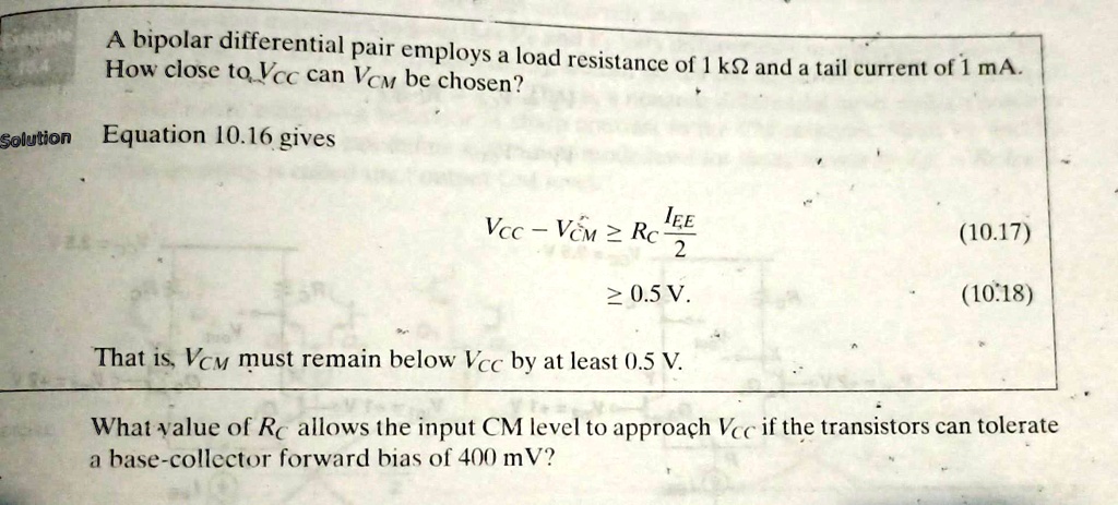 SOLVED: Please solve below question.. what value of Rc allows the input ...