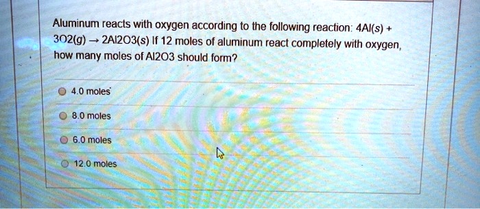 Solved Aluminum Reacts With Oxygen According To The Following Reaction