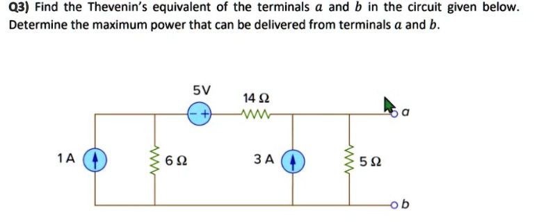 SOLVED: Q3) Find the Thevenin's equivalent of the terminals a and b in the circuit given below ...
