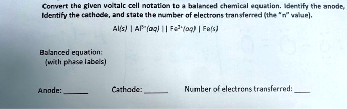 Convert the given voltaic cell notation to a balanced chemical equation ...
