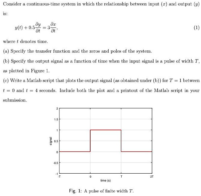 Solved Consider A Continuous Time System In Which The Relationship Between Input X And Output
