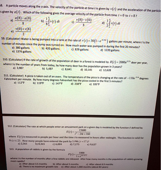 SOLVED: particle moves along the X-axis The - velocity of the particle at time tis given by v(t ...