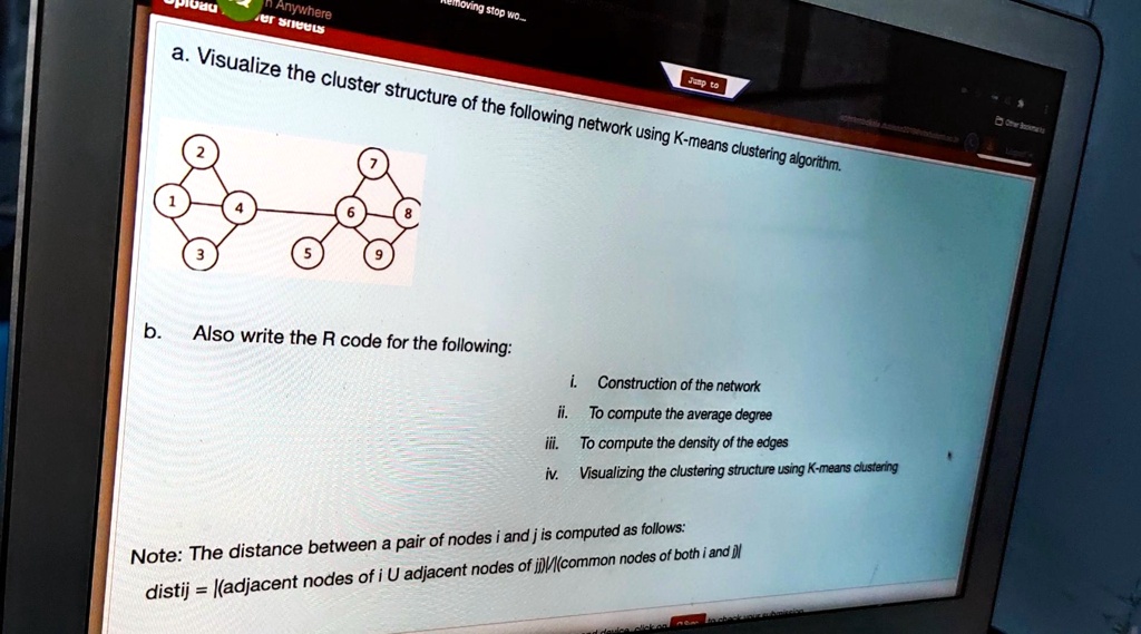 SOLVED: a.Visualize the cluster structure of the following network using K-means clustering ...