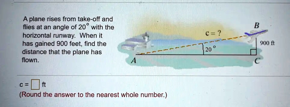 A plane rises from take-off and flies at an angle of 20° with the ...