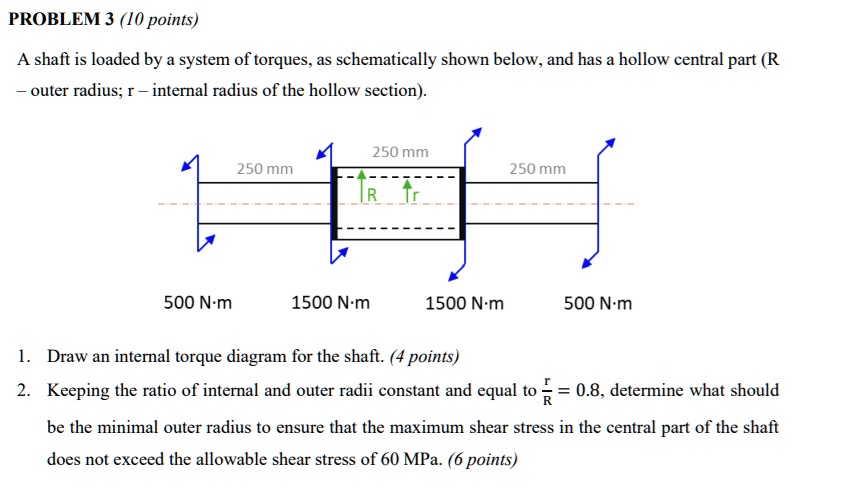 SOLVED: PROBLEM 3 (10 points) A shaft is loaded by a system of torques ...