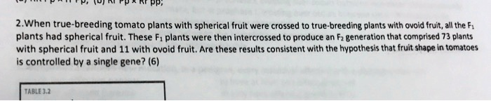 SOLVED: 2.When true-breeding tomato plants with spherical fruit were ...