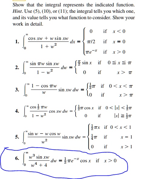 SOLVED: Show that the integral represents the indicated function Hint ...