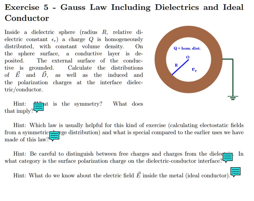 SOLVED: Exercise 5 - Gauss Law Including Dielectrics and Ideal ...