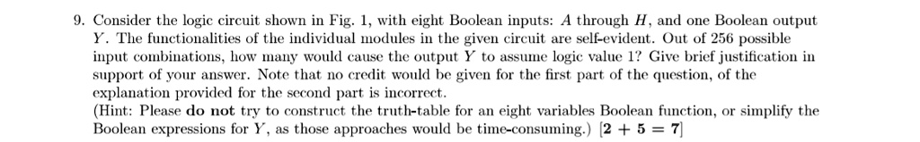 Solved Consider The Logic Circuit Shown In Fig 1 With Eight Boolean 3261