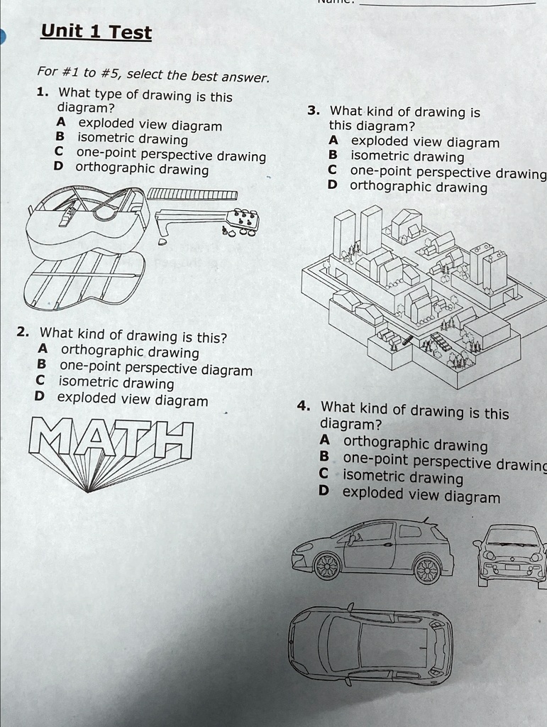 unit 1 test for 1 to 5 select the best answer 1 what type of drawing is ...