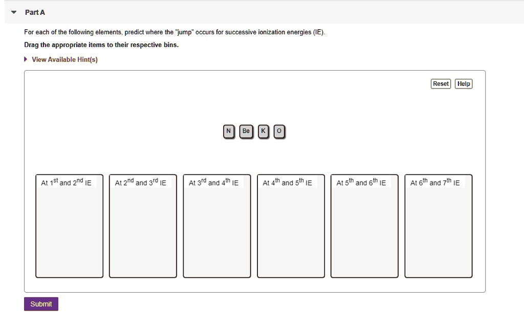 pant a for each of the following elements predict where the jump occurs ...