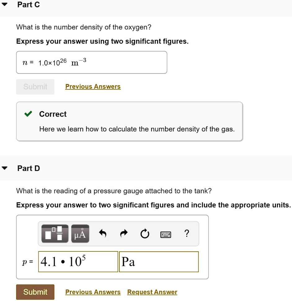 part what is the number density of the oxygen express your answer using two significant figures ...