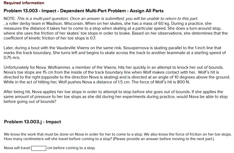 required information problem13003 impact dependent multi part problem assign all parts note this ...
