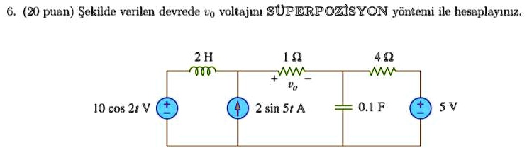 SOLVED: In the circuit given in the figure, calculate the Vo voltage with the SUPERPOSITION ...