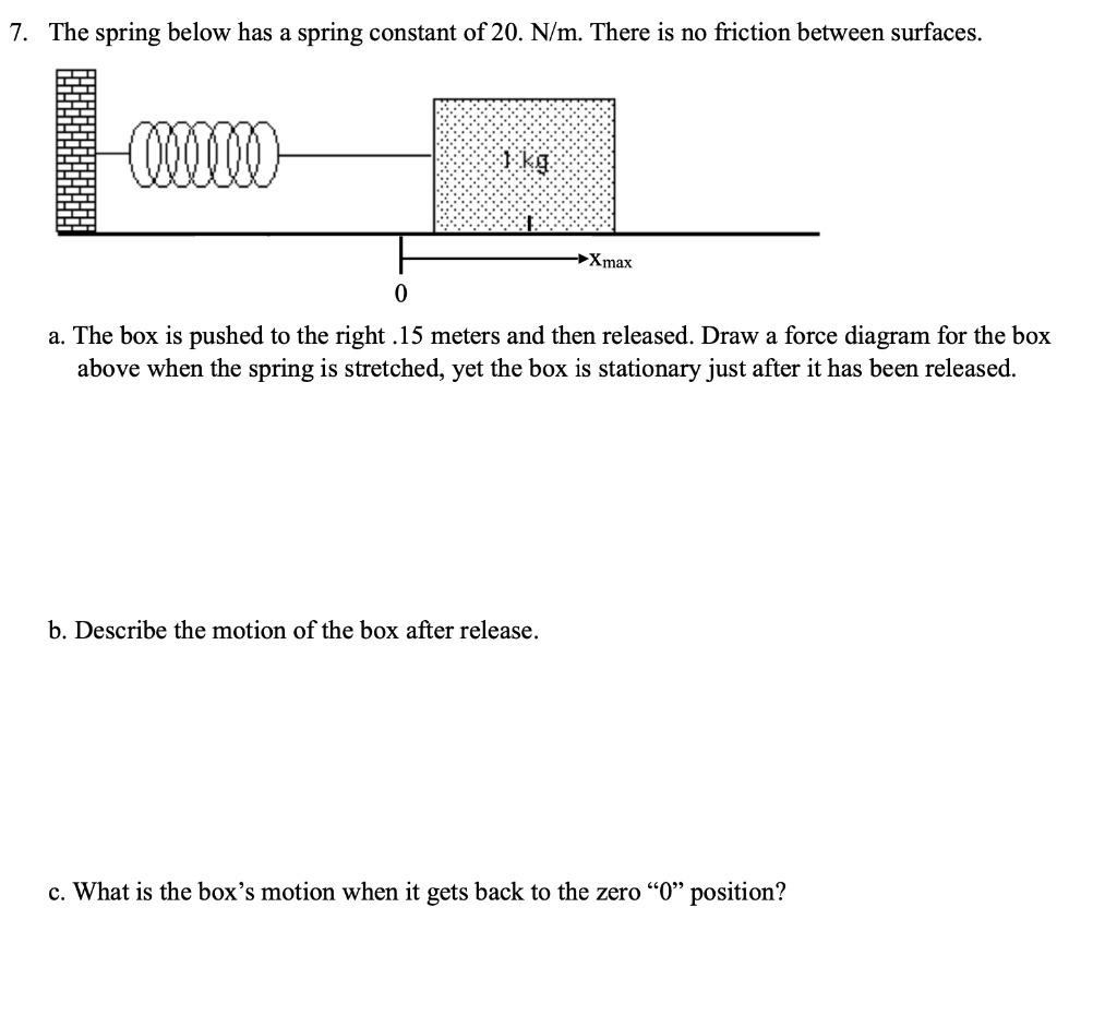 7 the spring below has a spring constant of 20 nlm there is no friction ...