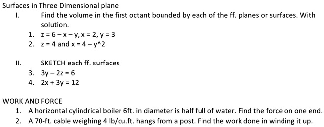 surfaces in three dimensional plane find the volume in the first octant ...
