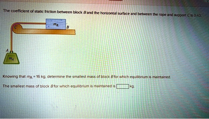 The Coefficient Of Static Friction Between Block B And The Horizontal Surface And Between The
