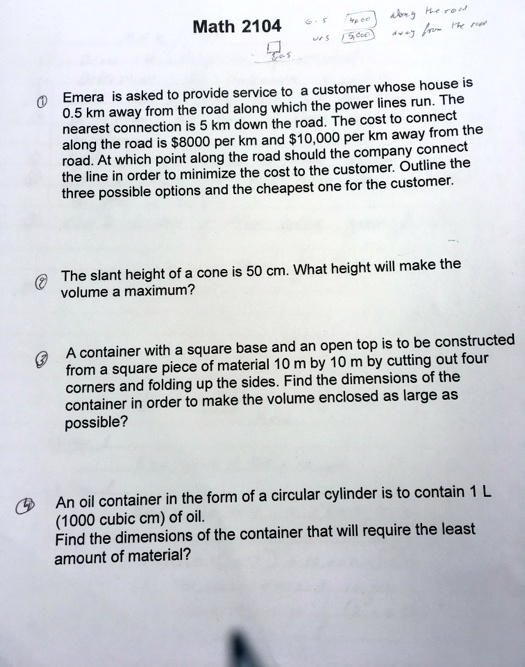 SOLVED:A ) Math 2104 778" to provide service to customer whose house is ...