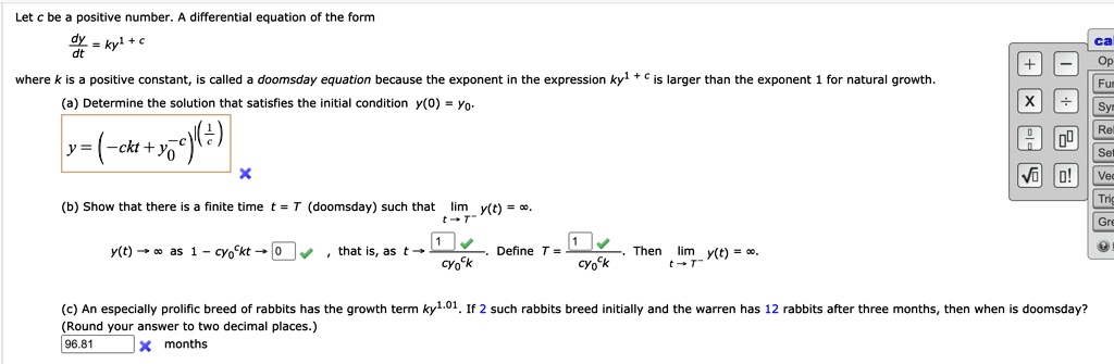 SOLVED: Let Y be a positive number. The differential equation is in the ...