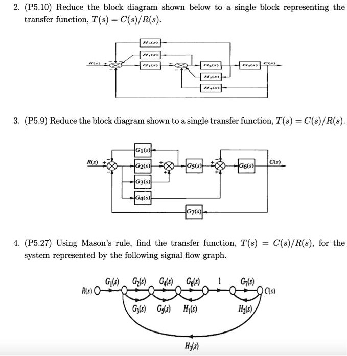 SOLVED: 2. P5.10 Reduce the block diagram shown below to a single block representing the ...