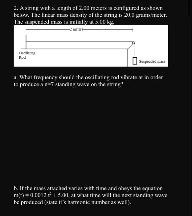 SOLVED: 2.A string with a length of 2.00 meters is configured as shown ...