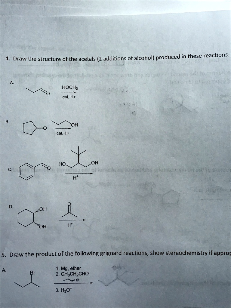 draw the structure of the acetals 2 additions of alcohol produced in ...
