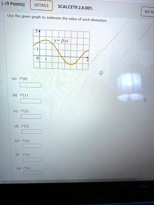 DETAILS SCALCET9 2.8.001. Use the given graph to estimate the value of ...