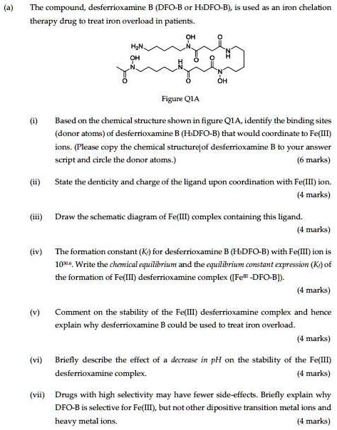 SOLVED: The compound Oestomnoramine (DFO-B or HDFO B uSed therapy Jnis ...